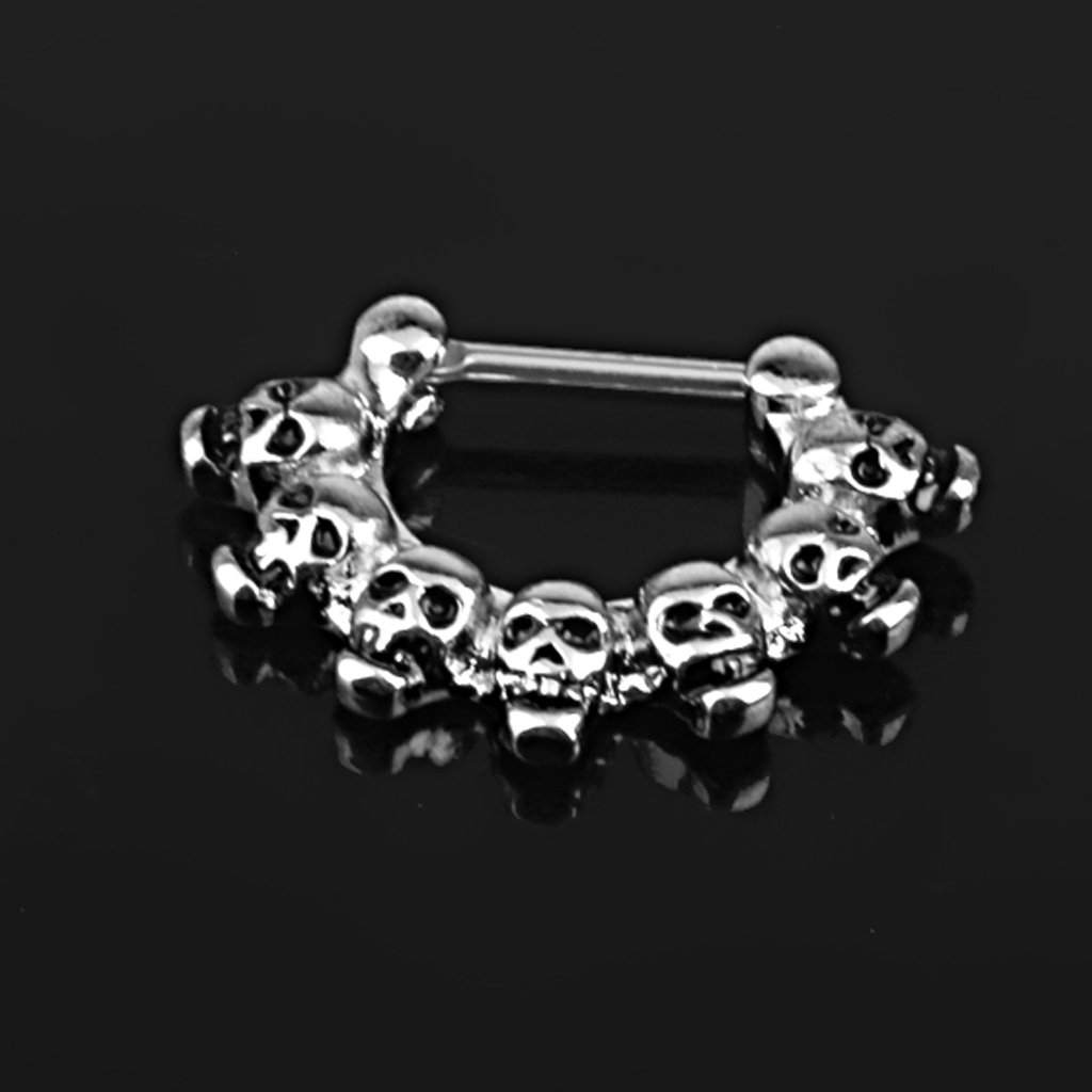 LoveinDIY Silver Stainless Steel 16g /1.2mm Skull Septum Nose