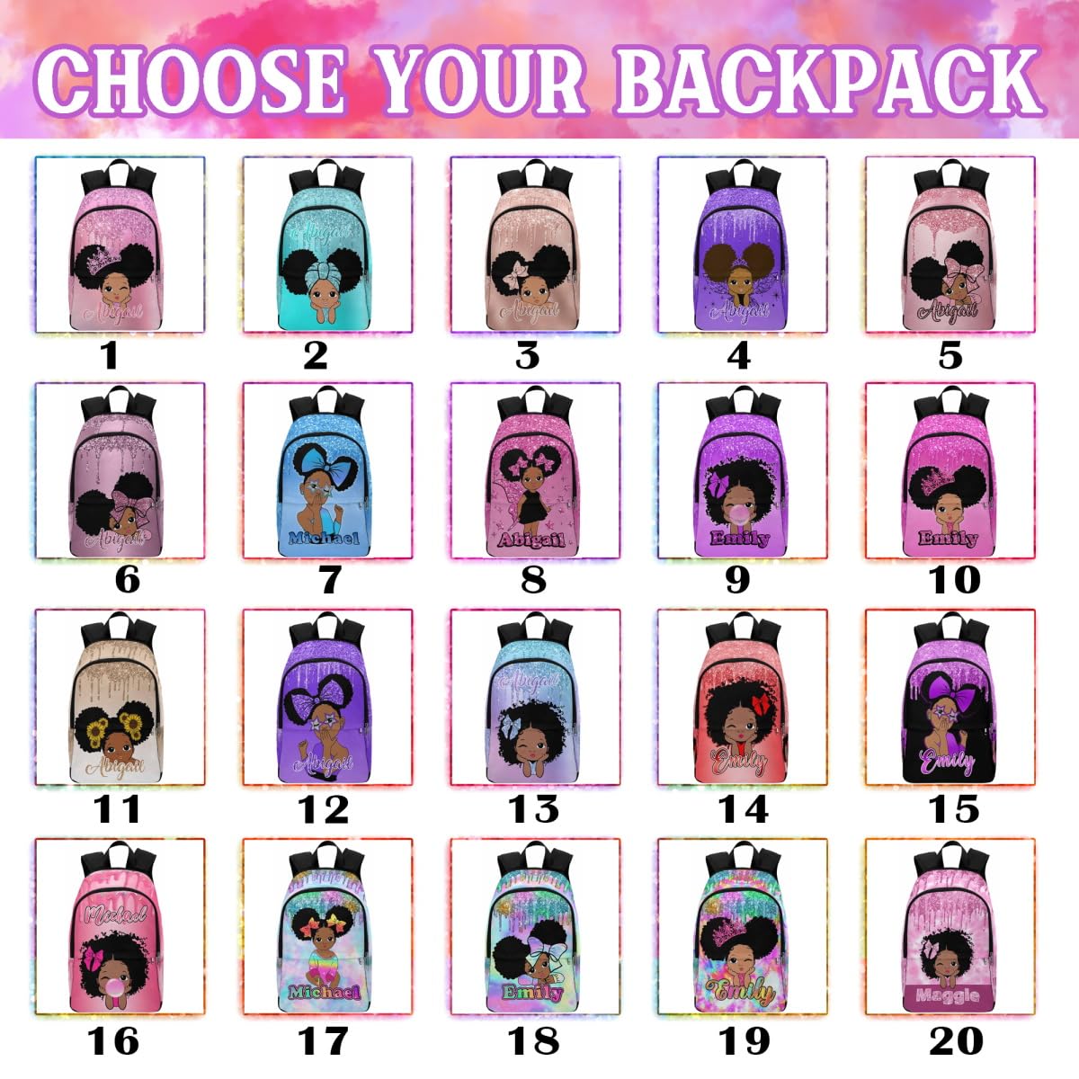 MyPupSocks Personalized Name Book Bag Backpack for Elementary Red Bow Girl Custom Casual Bookbags for Back to School Travel Picnic