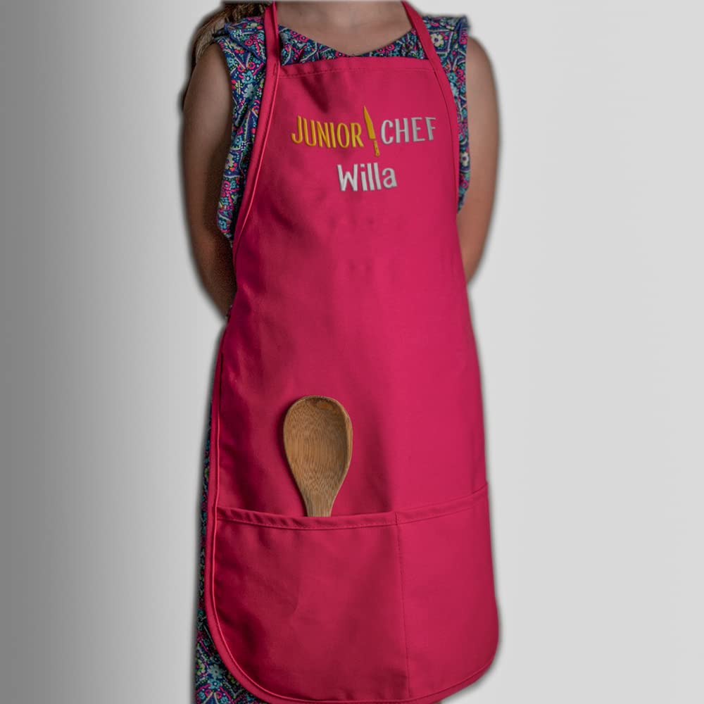 THE APRONPLACE Personalized Apron and Hat Set Girls Sweet Little Baker Child Apron with Cupcake Add a Name Embroidered