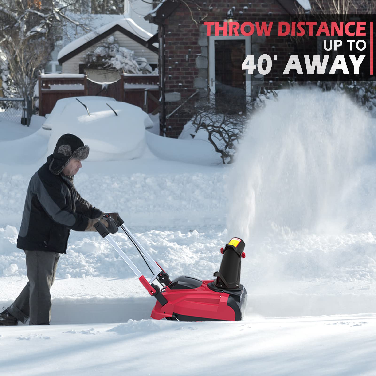 PowerSmart Snow Blower - 80V 6.0Ah Battery Powered Snow Blower, 21'' Electric Snow Thrower, Cordless Snow throwers
