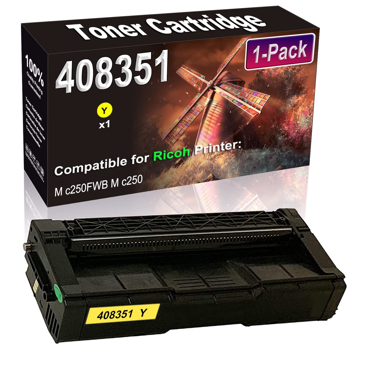 Kolasels 1-Pack (Yellow) Compatible M C250 408351 Toner Cartridge (High Yield) to Used for Ricoh M c250FWB M c250 Printer