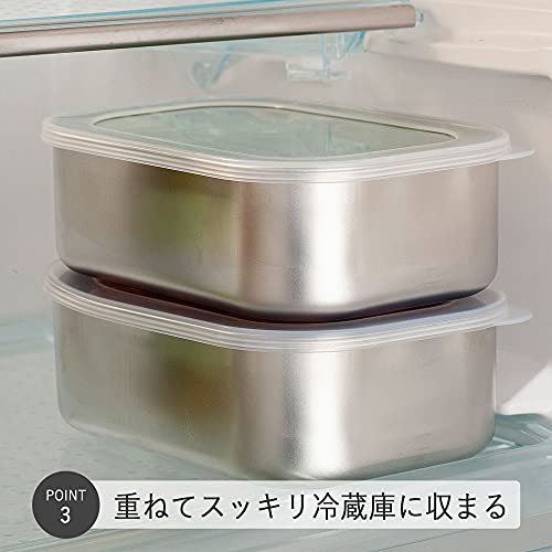 Shimomura Kihan 38871 Tsubame Sanjo Bat Storage Container with Lid, Deep Type, Set of 2, Stainless Steel, Square, 22.0 fl oz (650 ml), Made in Japan