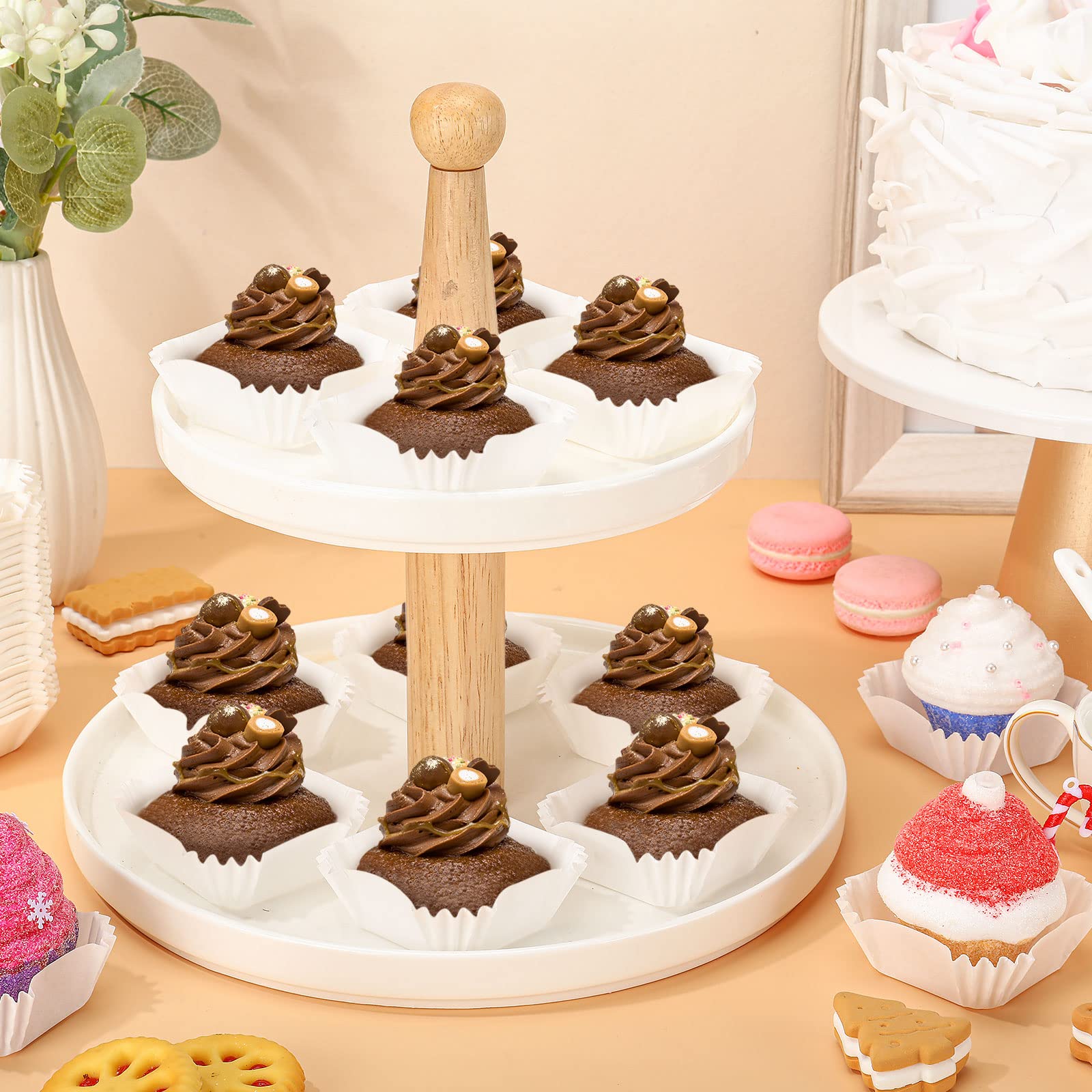 Tanlade 350 Pcs Square Mini Cupcake Liners Disposable Brownie Baking Cups Pan Liners Paper Baking Cup for Cupcakes and Cup Liners Party Supplies for Weddings Birthdays Bridal(White)
