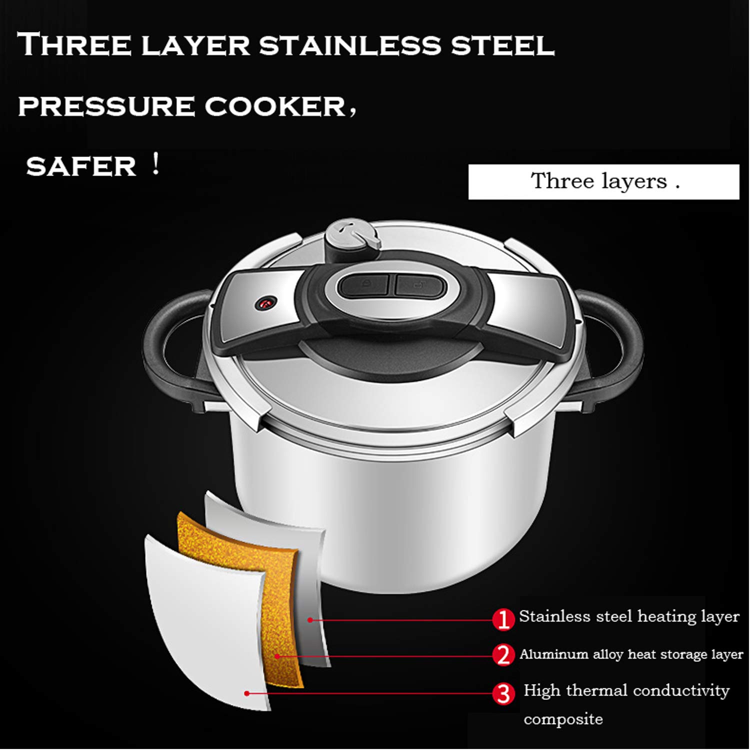 KRAMPAN One-Touch Pressure Cooker, Stainless Steel Pressure Cooker, 6 Quart Pressure Canner Cookware Dishwasher Safe, Fast Cooker for Kitchen.