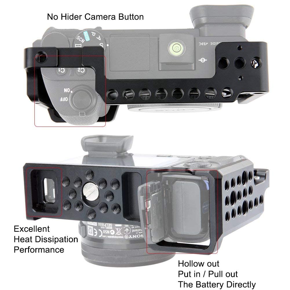 NICEYRIG Camera Cage Kit for Sony A6400/ A6100/ A6300/ A6000, with Cheese Top Handle Cable Lock Clamp