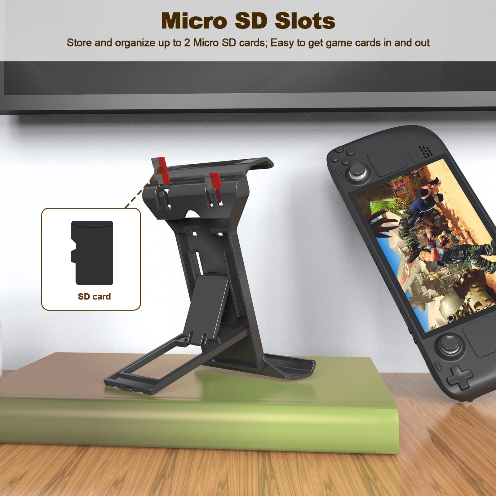Stand for Steam Deck Console, Adjustable Wall Mounted and Desktop 2-in-1 Steam Base Holder with Kickstand, Desk Playstand Dock for Steam Deck,Black