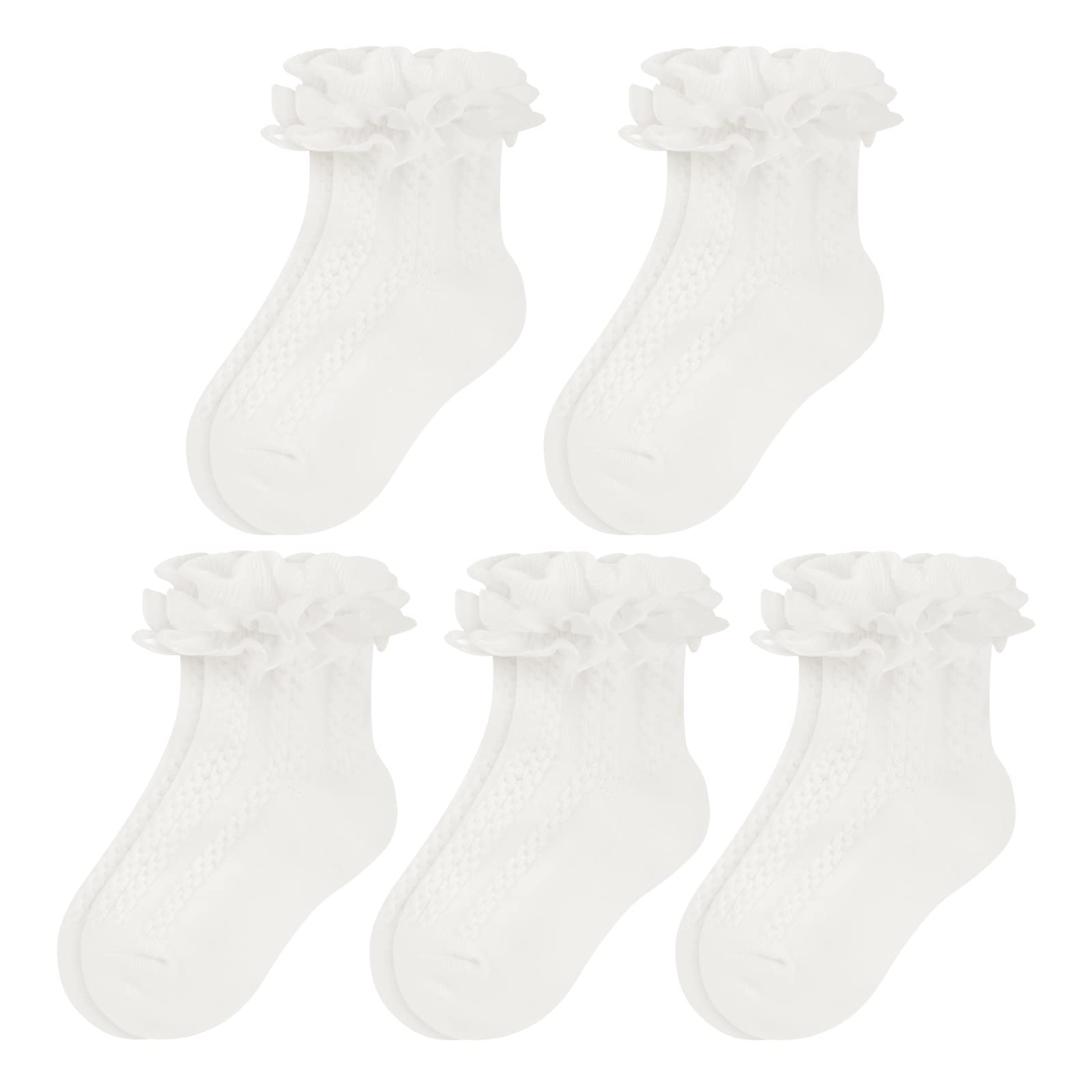 Witwot Ruffles Socks for Toddler Girls Baby Lace Ankle Sock 4-6 Years White-B
