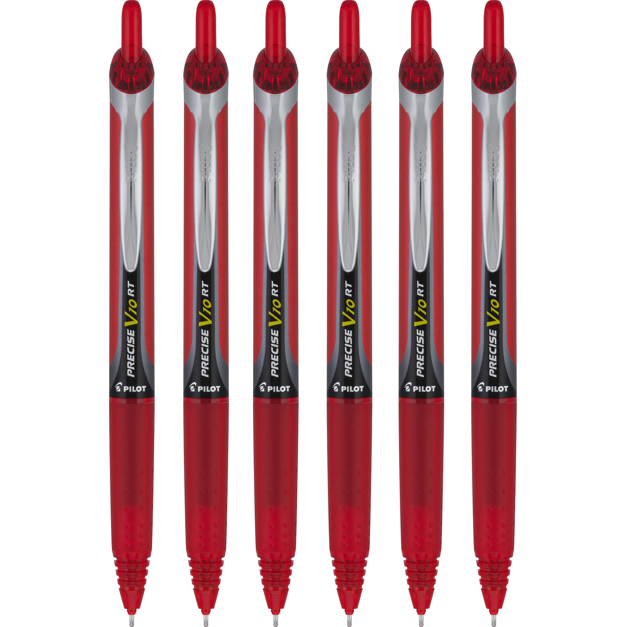 Pilot Precise V10 RT Retractable Liquid Ink Rollerball Pens, Bold Point, 1.0mm, Red Ink, 6 Count