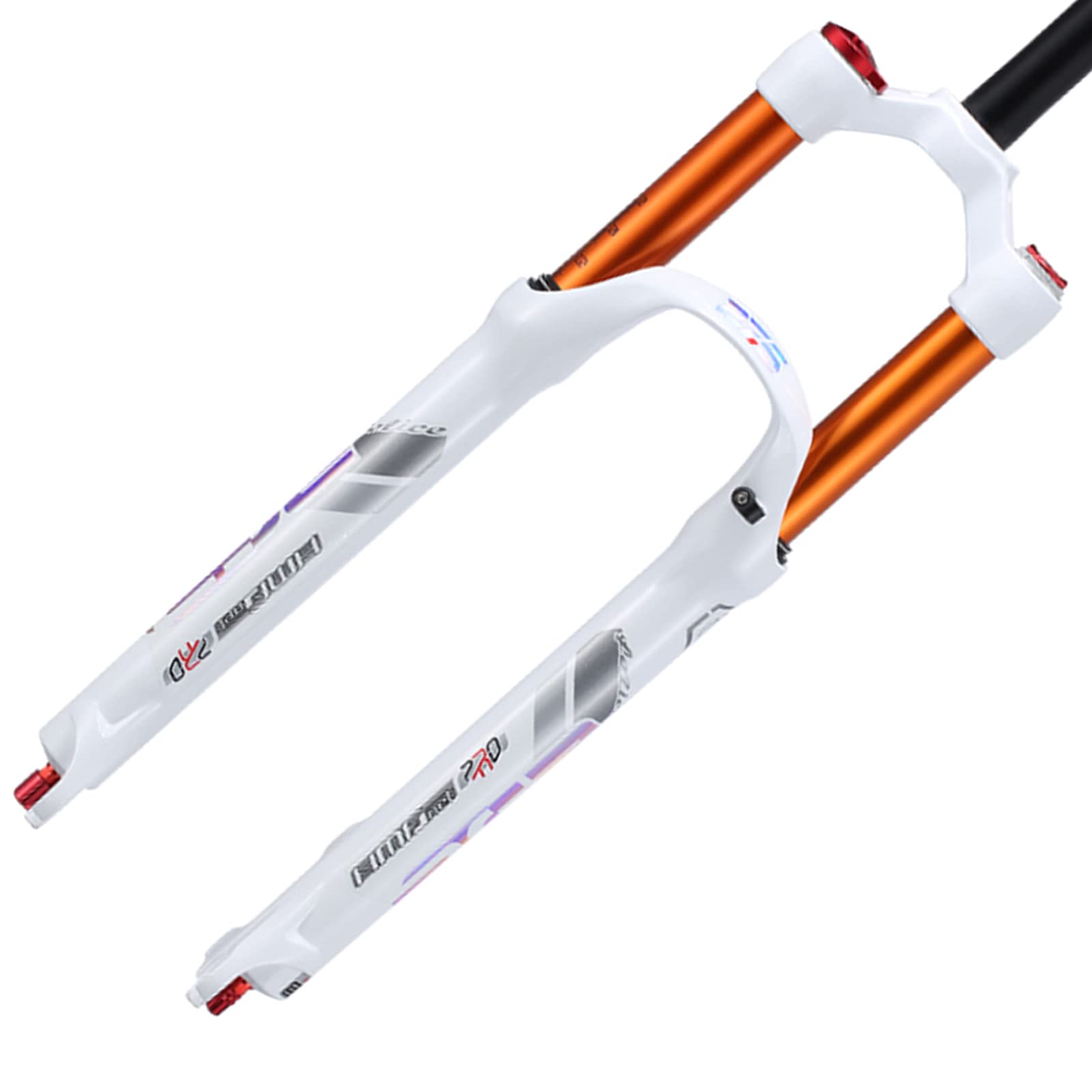 MTB Air Fork Front Suspension 26 & 27.5In Mountain Bike Adjustable Damping Shock Absorber, Double Chamber, Shoulder Lock, Super Light 1600G Bicycle Accessories,White,26inch