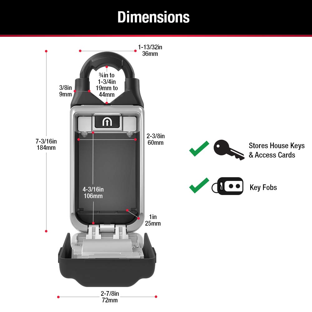 Master Lock Black Set Your Own Combination Portable Lock Box with Adjustable Shackle, House Key Lock Box for Realtors, Owners, 6 Key Capacity, 5420EC