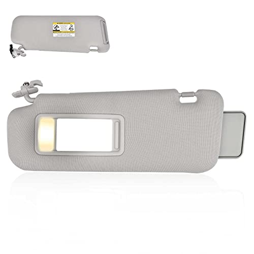 Nakuuly Left Driver Side Sun Visor with Mirror Light Compatible with Mazda CX-9 2010-2015 Replaces TDY1-69-320, TD11-69-320C-75, TD11-69-320D-75 Gray