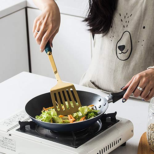 LMMDP Steel Kitchenware Non-stick Cookware Cooking Tool Spatula Ladle Shovel Spoon Soup Kitchen Utensils Set (Color : E)