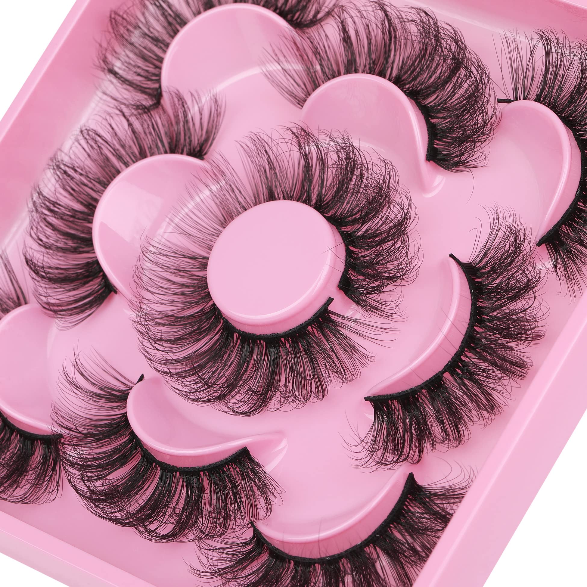 wiwoseo Lashes Mink Fluffy Dramatic False Eyelashes D Curly Faux Mink Lashes Look Like Extension 3D Effect Natural Volume Crossing Fake Eyelashes