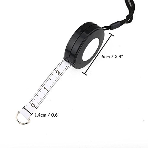 WIN TAPE 80'' / 205 CM Black Retractable Tape Measure with Black Rope