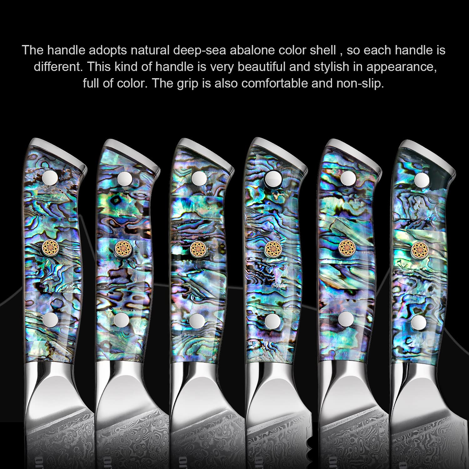 XT XITUO Knife set Knife Professional Kitchen Japanese Knife Set Steel Chef Knife Abalone Shell Handle Santoku Meat Vegetable Cleaver Cut Cutting Vegetable (8PC Chef Knife Set)