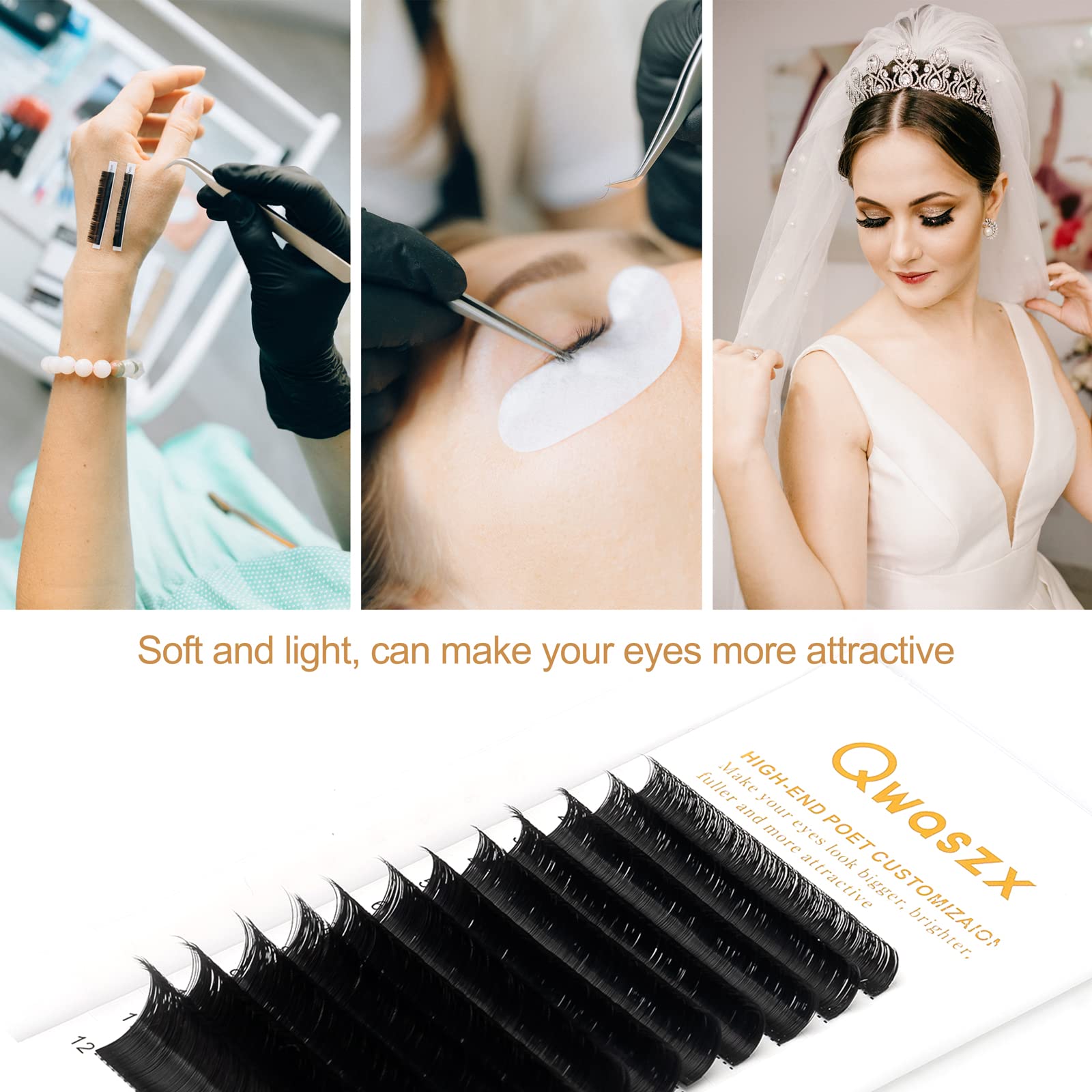 Qwaszx Eyelash Extension fan eyelash curling 0.05/0.07 C / D curling 8-15mm mixed expansion curling convenient flowering eyelashes(0.05-D Curl 8-15mm)
