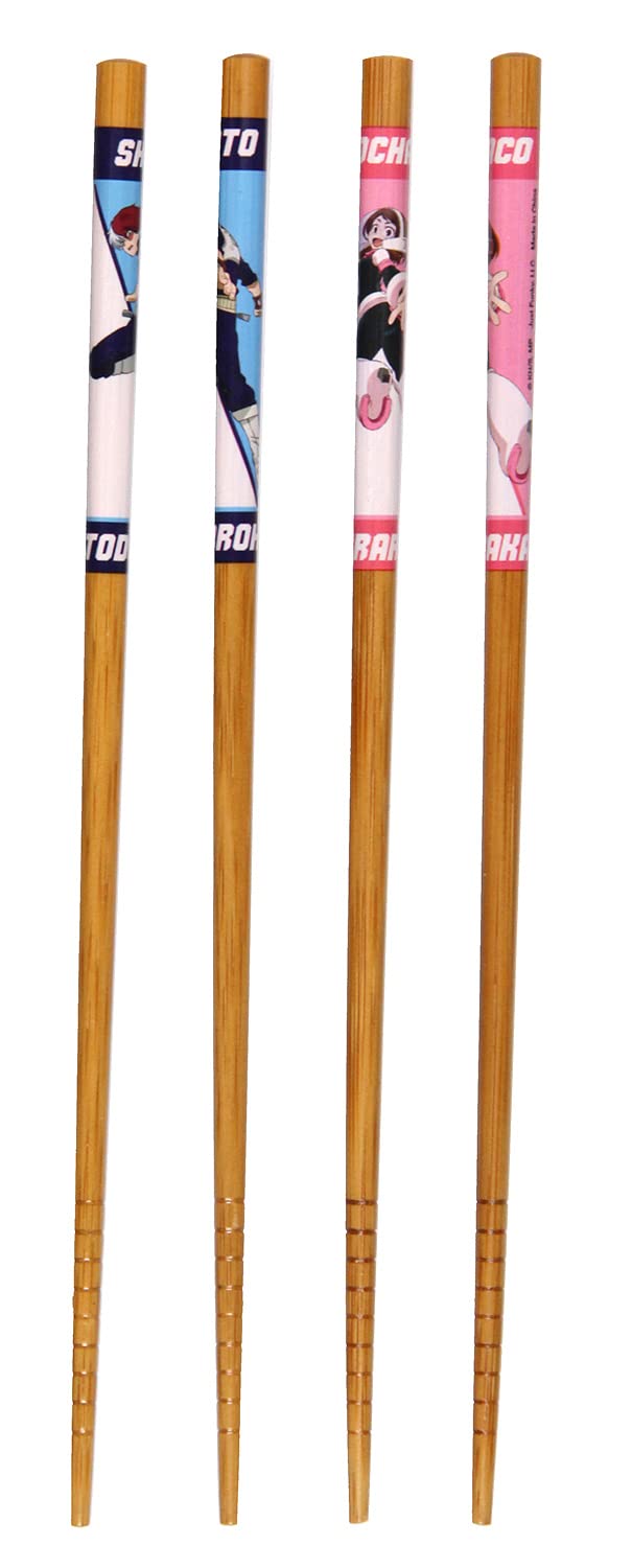 My Hero Academia Set Of 4 Collectible Anime Bamboo Chopsticks 8.85 Inches Long Gift Set