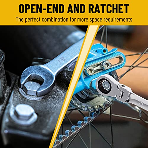 Pilida 18mm Ratcheting Combination Wrench 12 Point Metric Flex Head Gear Wrench Rachet Box End Spanner 72 Teeth Chrome Vanadium Steel
