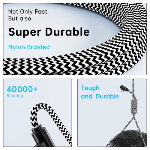 USB C to USB C Cable [3Pack, 3.3ft,6.6ft,10ft] 3A Type C Charger Fast Charging Cable Right Angle, Durable Nylon Braided USB C Charging Cable Compatible with Galaxy S10 S9 Plus S21, Note 10 9 LG