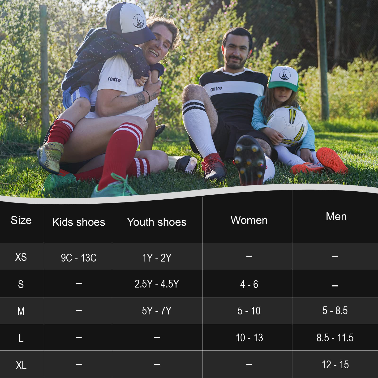 Rahhint Soccer Socks (1/2/4 Pack) Anti Slip Grip Socks Multi-Sport Compression Knee High Crew Socks for Adult&Children