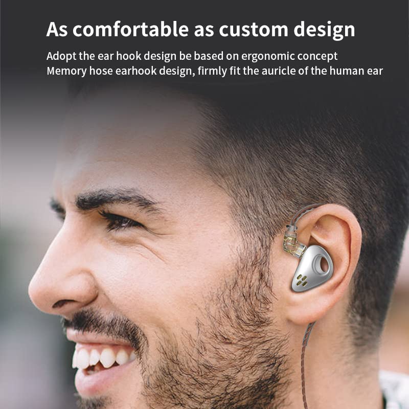 WJLYP CCA CXS Cavity Open-Back Design HiFi Metal Earphone Wired Sport Running Dynamic Headphone Music DJ Headset Earbuds (Silver with Mic)
