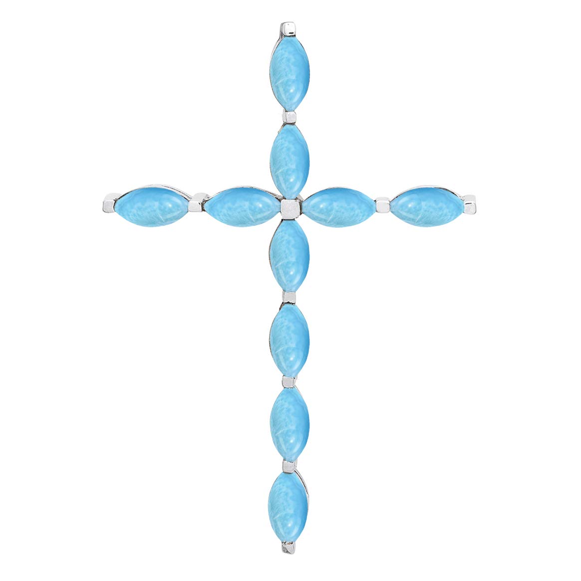 Multi Choice Marquise Shape Gemstone 925 Sterling Silver Cross Design Religious Cluster Pendant (larimar)