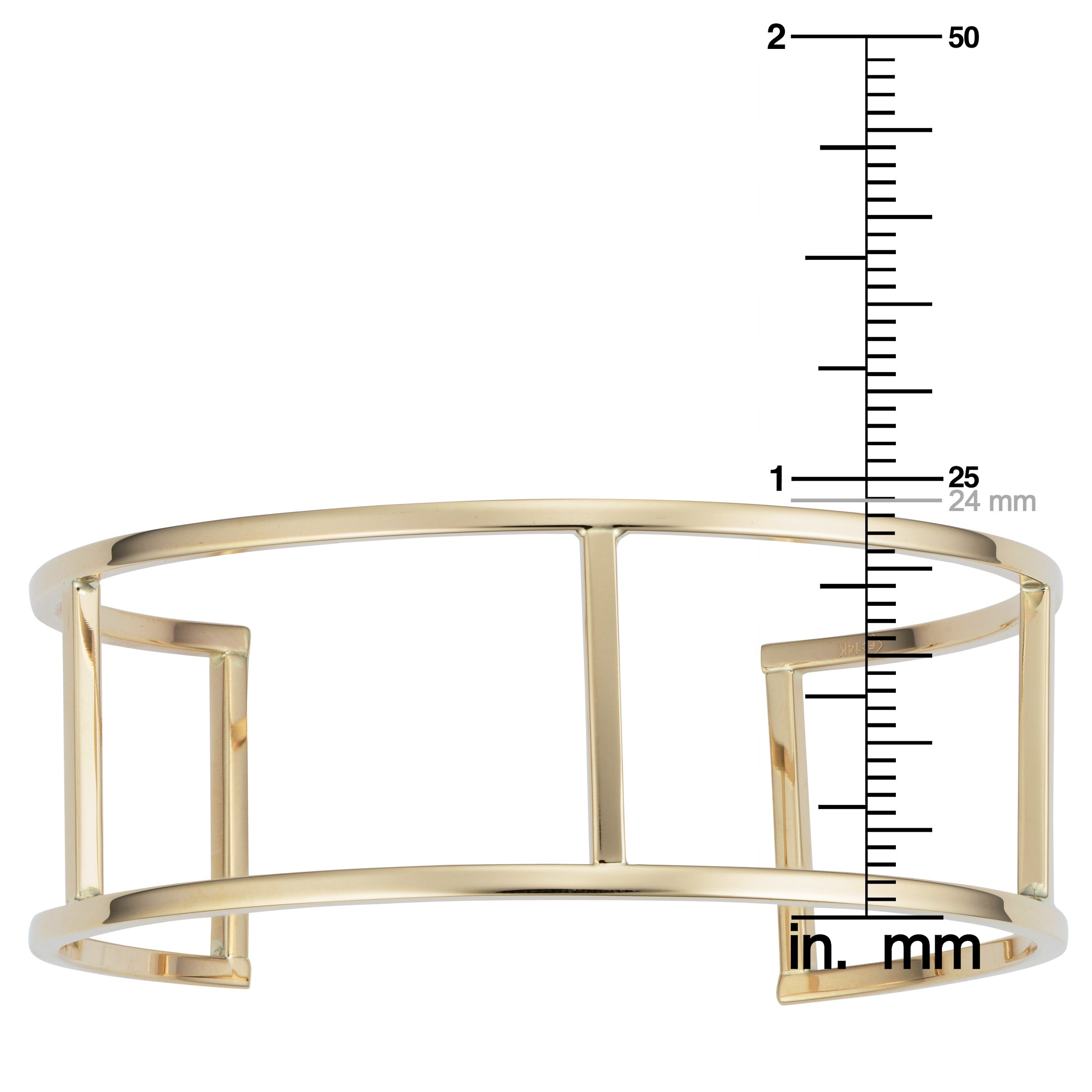 Kooljewelry 14k Yellow Gold Bold Cuff Bracelet (7.5 inch)
