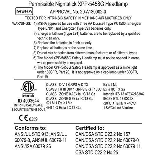 Nightstick XPP-5458G Intrinsically Safe Permissible Dual-Light Multi-Function Headlamp, Green