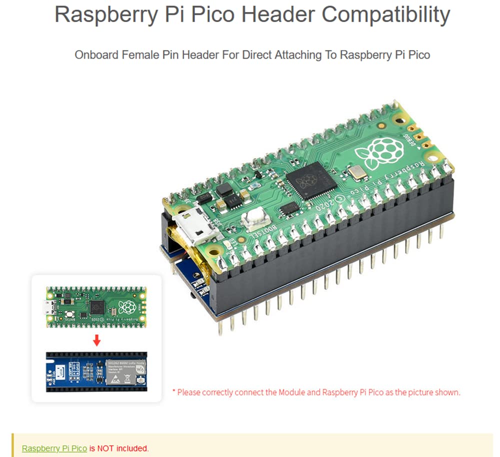 XYGStudy for Raspberry Pi Pico SX1262 LoRa Node Module Support LoRaWAN Protocol Choice of Frequency Band 915M (902~930MHz) (Pico-LoRa-SX1262-915M)