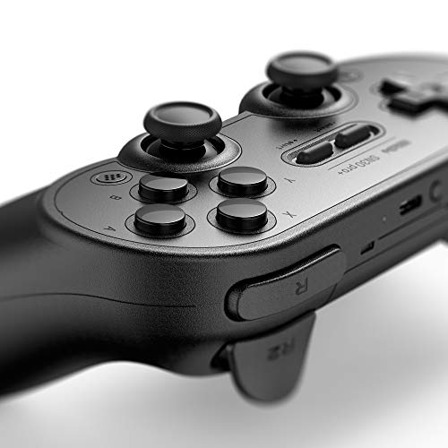 Nargos 8Bitdo SN30 Pro+ Wireless Bluetooth Game Controller for Windows, macOS, Android, Steam, Nintendo Switch, Raspberry Pi (Black Edition)