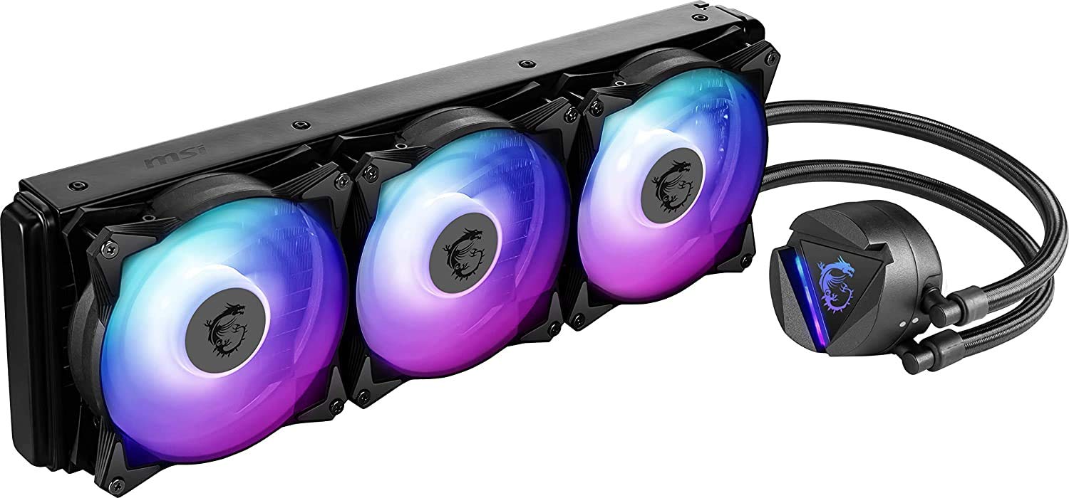 MSI MAG Series CORELIQUID 360R, aRGB CPU Liquid Cooler (AIO): Rotatable Blockhead Design, 360mm Radiator, Triple 120mm aRGB PWM Fans