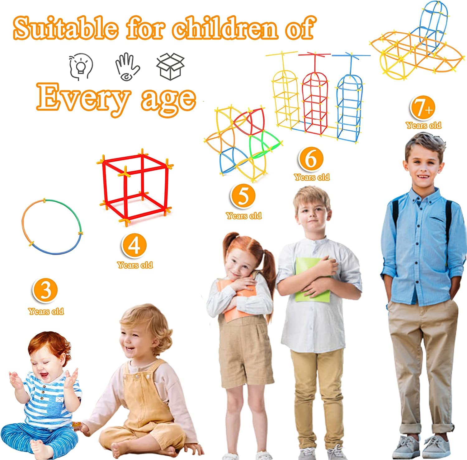 RAINBOW TOYFROG Straw Constructor STEM Building Toys 300 pcs Interlocking Plastic Educational Toys Engineering Building Blocks -Construction Blocks- Kids Toy for 3-12 Year Old Boys and Girls