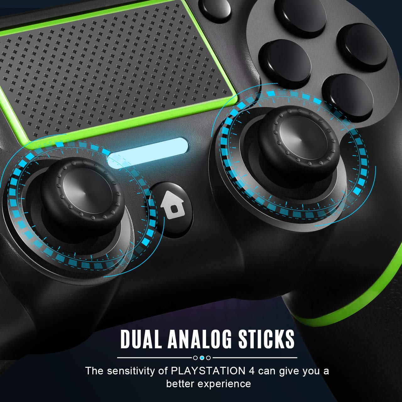predark P S-4 Controller Wireless Game Compatible with PC with Motion Motors and Audio Function, Mini LED Indicator, USB Cable and Anti-Slip 【Upgraded Version】- Green