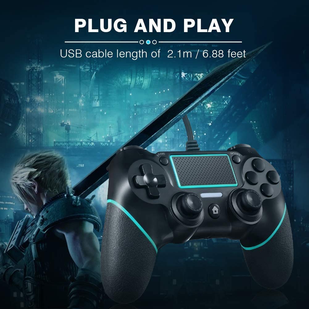 predark PC Contreoller,Wired Game Controller Compatible with P-4/PC,with Motion Motors,Mini LED Indicator and Anti-Slip Design - Berry Blue