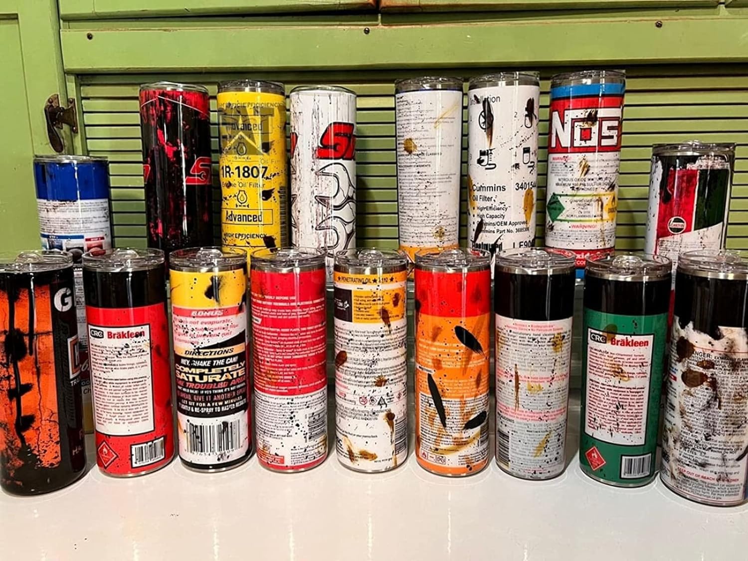 Oil filter Tumbler, Custom Mens Mechanic Garage Series Vacuum Coffee Cup 20oz 30oz, Oil Filter Cup Gift For Him, Dad Double Wall Insulated Cups With Lids And Straw