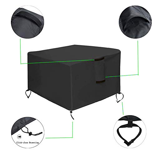 TheElves Fire Pit Cover,28 Inch Patio Fire Pit Covers Square Gas Firepit Table Cover for Outdoor Propane Fire Pit - 28x28x25inch