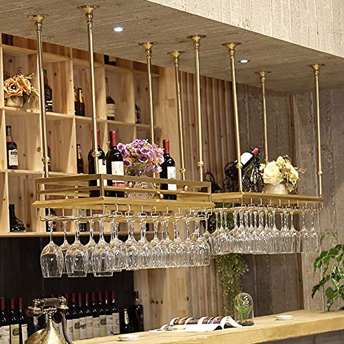 Wine Glass Holder Inverted Wine Rack Simple Style Iron Hanging Wine Glass Holder Ceiling Decorative Frame J1013, PIBM, b, 120x35cm