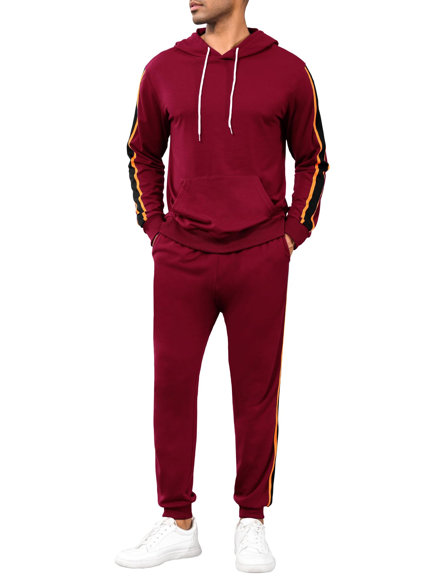 LecGee Men Hoodie Sets Outfits Long Sleeve Sweatshirt Elastic Waist Sweatpants Two Piece Tracksuit Casual Sweatsuit