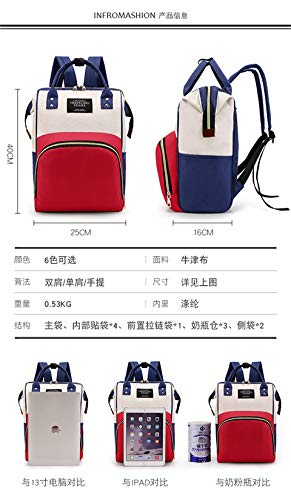 MLBCARE baby bag back pack large-capacity multi-functional fashionable shoulders diaper backpack mother's portable baby care bag Separate storage (Red white blue)