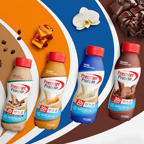 Premier Protein Shake, Chocolate, 30g Protein, 1g Sugar, 24 Vitamins & Minerals, Nutrients to Support Immune Health, 11.5 fl oz