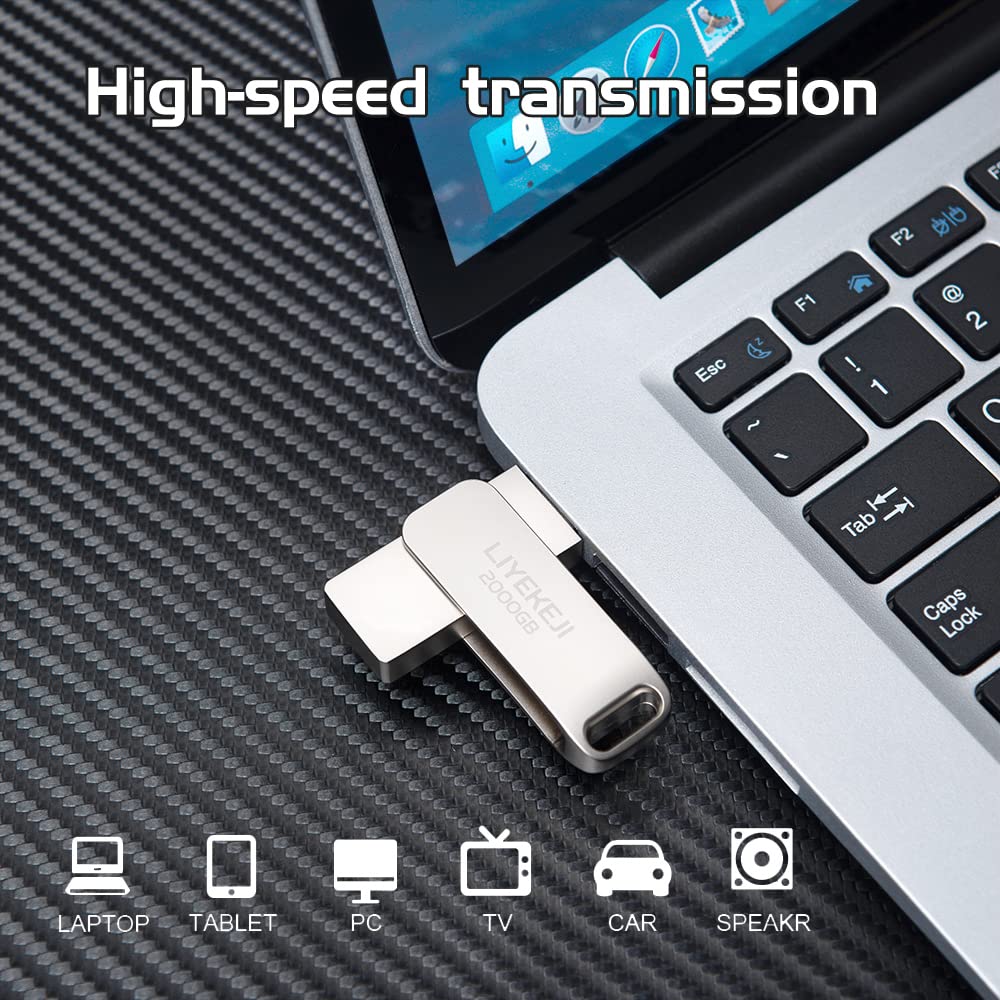 USB Flash Drive 2TB,USB 3.0 Pen Drive Memory Stick 2000gb for PC/Laptop High-Speed Thumb Drive Storage Drive with Rotated Design (2000GB)