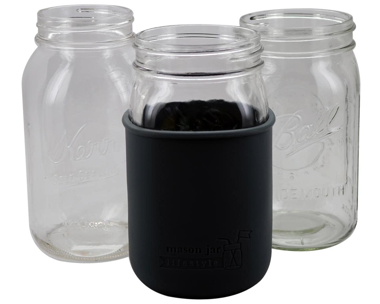 Quart 32oz Silicone Sleeves/Jackets for Protecting Ball, Kerr, Canning Jars by Mason Jar Lifestyle (Charcoal Gray, 2 Pack)