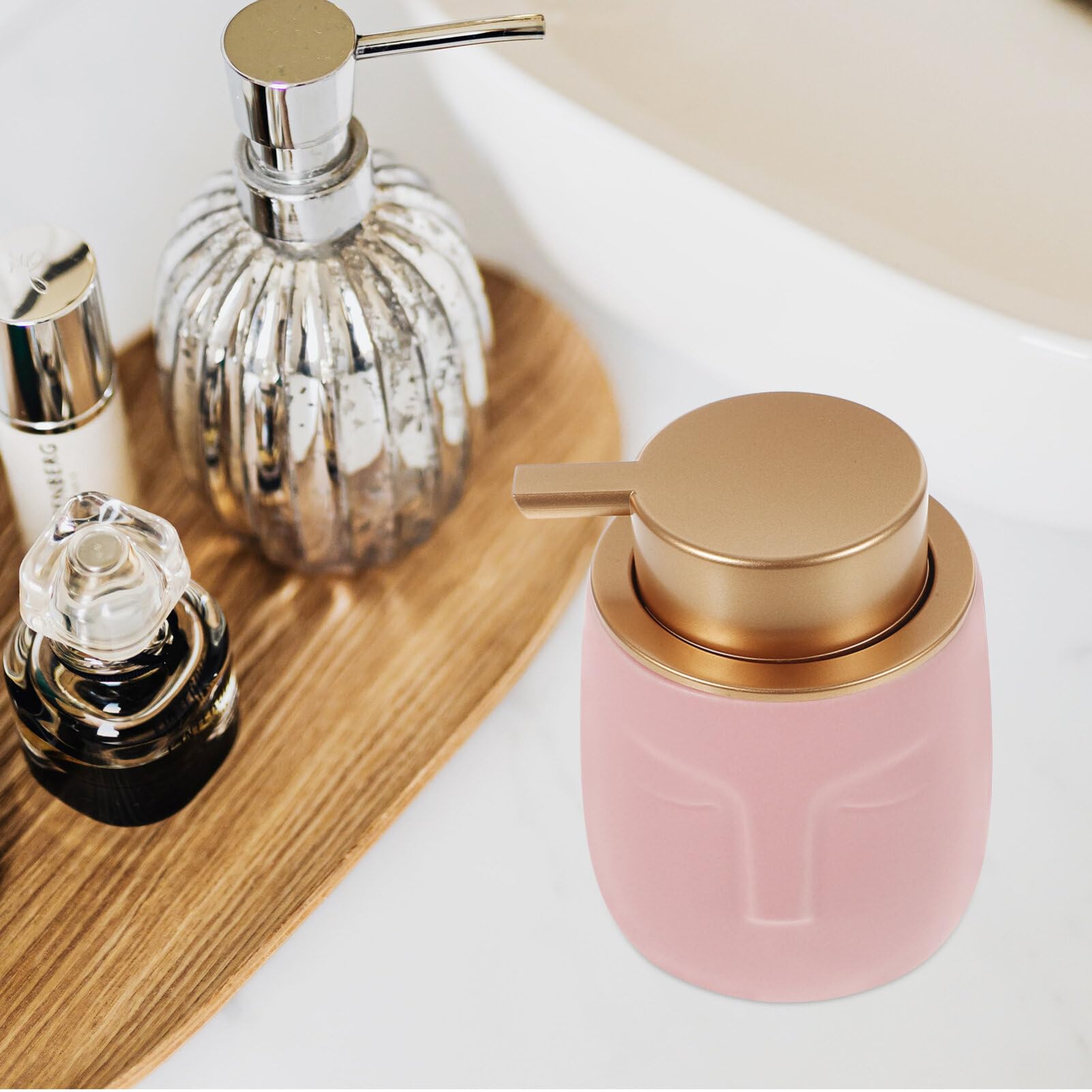 ONDIAN Soap Dish Hand Soap Dispenser Ceramic Soap Dispenser Liquid Pump Soap Dispenser Lotion Dispenser Soap Bottle Shampoo Pump Bottle Empty Pump Bottles for Bathroom Countertop Foam Soap Bottle