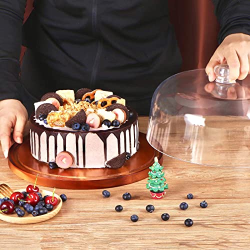 Wood Cake Stand with Dome,Acacia Cake Plate Holder with Acrylic Lid,Cake Display Server Tray for Kitchen,Birthday Parties,Weddings,Baking Gifts or Housewarming Gifts