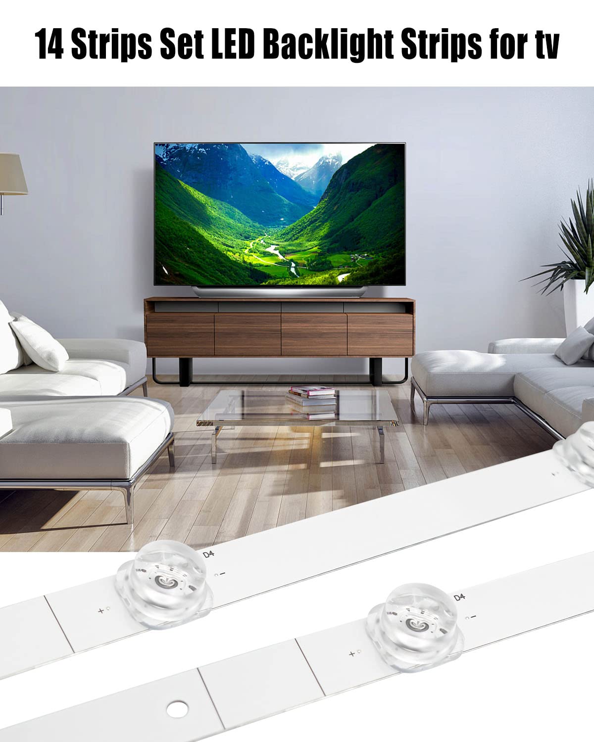 LED Backlight Strips Fit for Hisense SVH750A76 HD750S3U81-TAB1 CRH-BX75S3U813030T14069B8-REV1.3 Replace SVH750A76 75H6570G 75R6E3 75H6510G 75E3D 75A6G, 14 Pcs