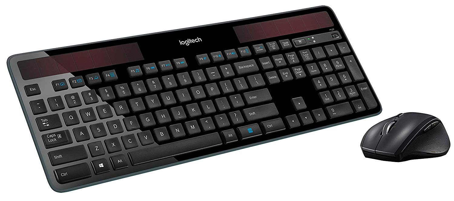 Logitech K750 Wireless Solar Keyboard Black for Windows Solar Recharging Keyboard (with Mouse)