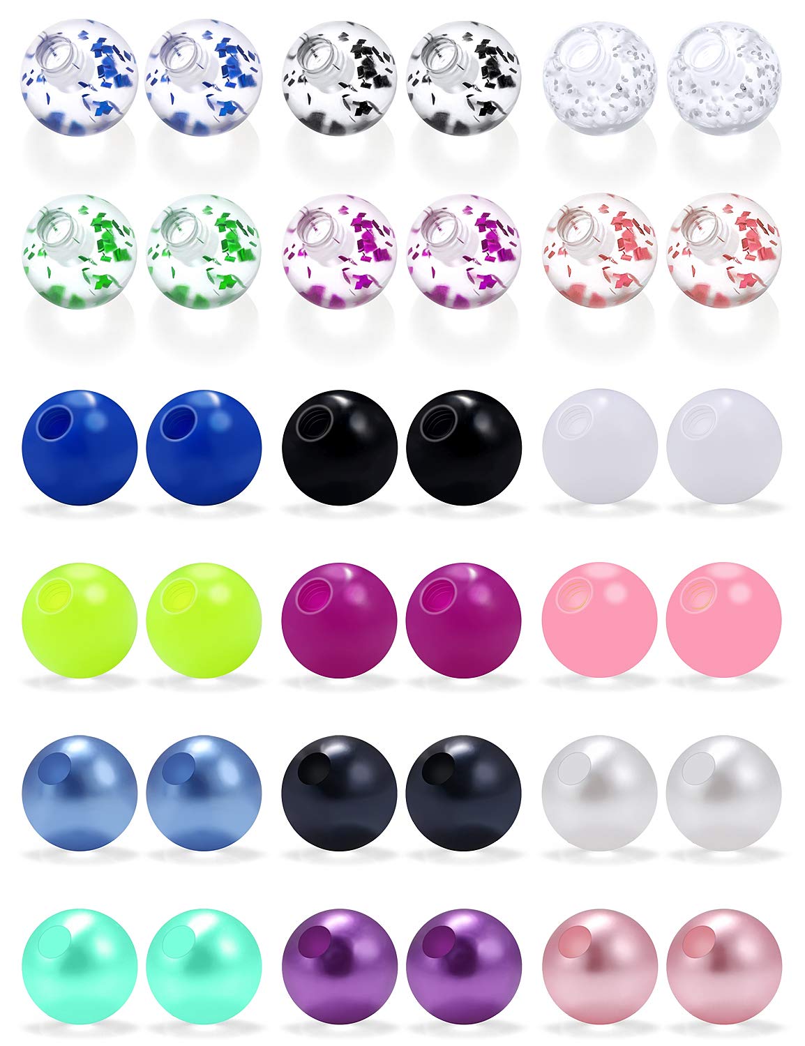 Kridzisw 20G Plastic Piercing Replacement Ball Clear Lip Labret Monroe Medusa Eyebrow Septum Ring Tragus Gartilage Helix Rook Daith Conch Earring Stud Berbell Bar Ball Piercing Jewelry Women Men 3mm