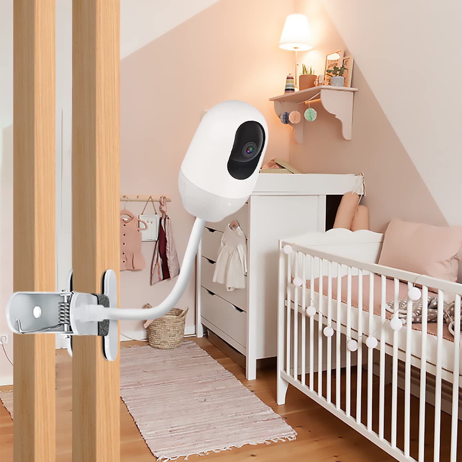 SZAOYU Flexible Clip Mount Compatible with Nooie and Other Baby Monitor Camera with 1/4 Threaded Hole Without Tools or Wall Damage - White (Flexible clamp Mount)