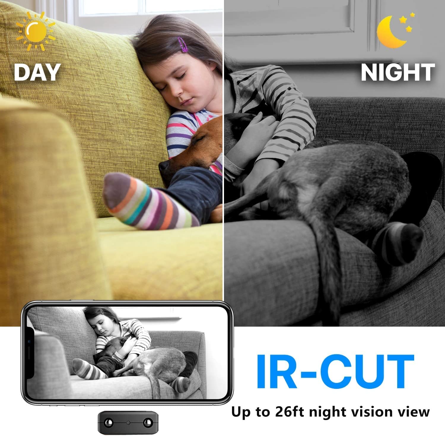 Xpvezl Smallest Smart Home Wireless Camera WiFi Security Camera 1080P HD Hidden Surveillance Cameras Motion Detection Night Vision Indoor App Cellphone Control