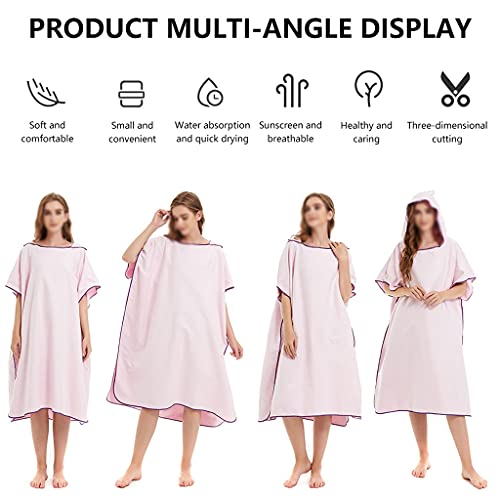 ZHAOLEI Robe Cloak Hooded Poncho Quick-Drying Swimming Hooded Towel Beach Surfing Poncho Compact Lightweight Towel (Color : Black, Size : 110 x 90 cm)
